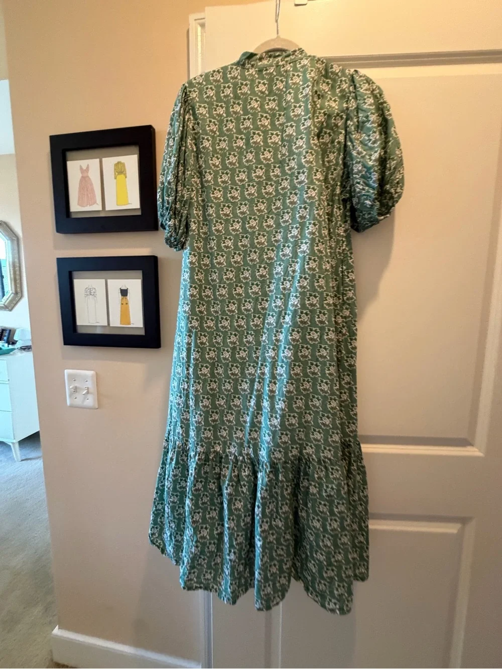 Fox & Hen | Dresses | Fox And Hen Green Floral Block Print Meg Midi ...